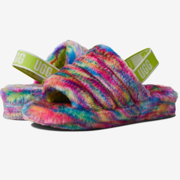 UGG | Shoes | Ugg Girls Fluff Yeah Pixelate Fur Slides | Poshmark